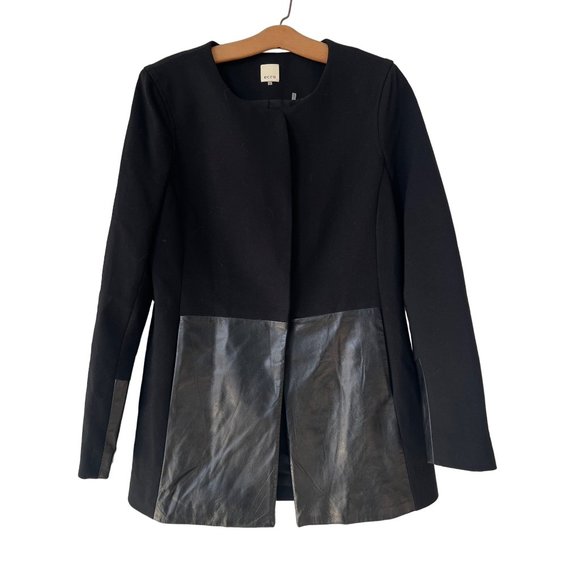 ecru | Jackets & Coats | Ecru Longer Collarless Faux Leather Coat ...